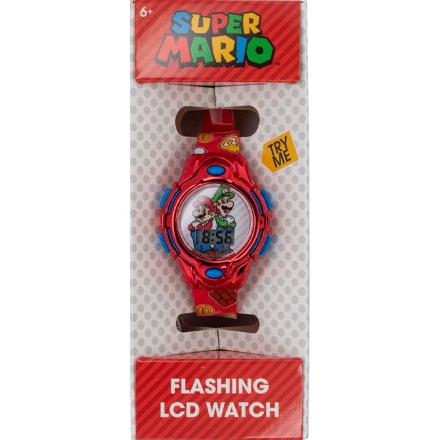 Nintendo Super Mario Brothers Unisex Child LCD Watch with Red and Blue ...