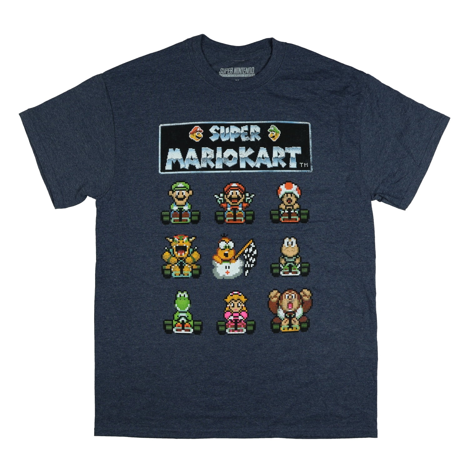 Nintendo Super Mario Kart T-Shirt Men's Pixelated Character Grid Adult ...