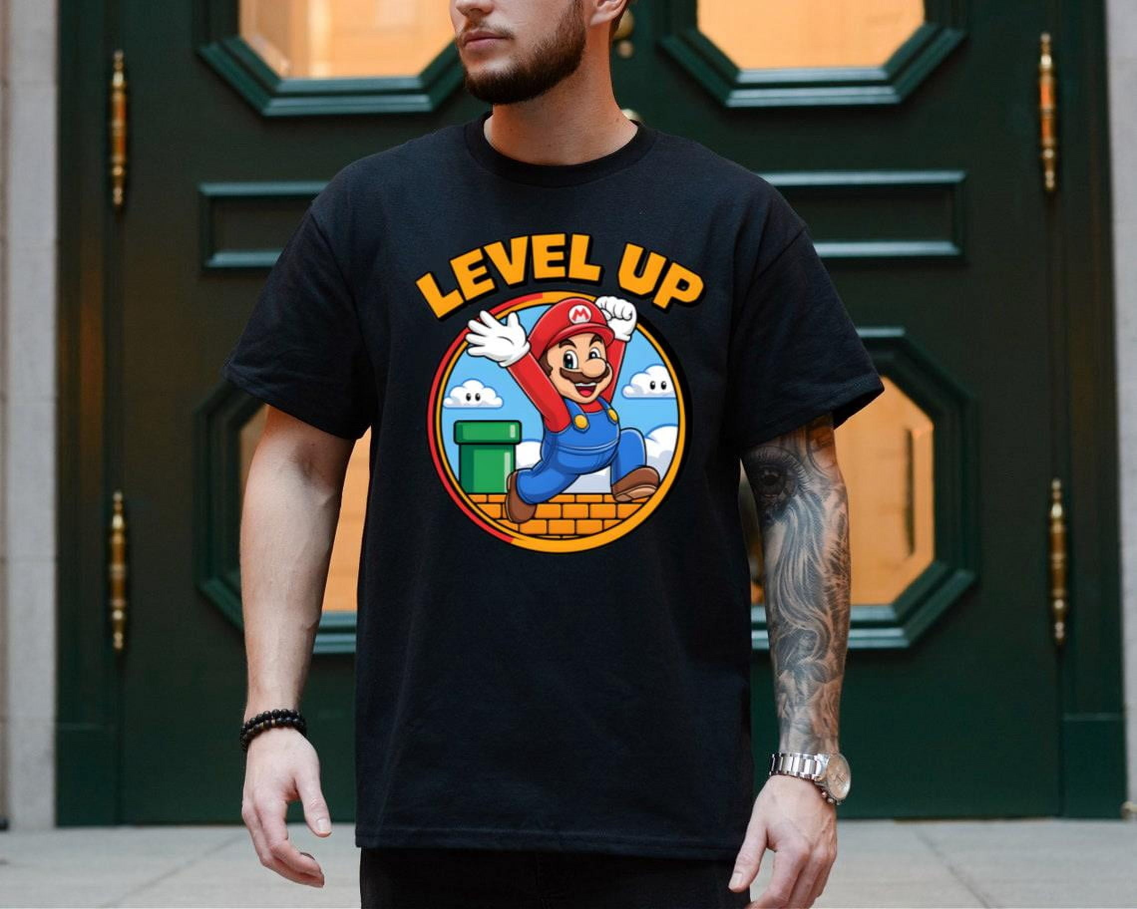 Nintendo Super Mario Level Up T-Shirt, Energetic Flagpole Jump ...