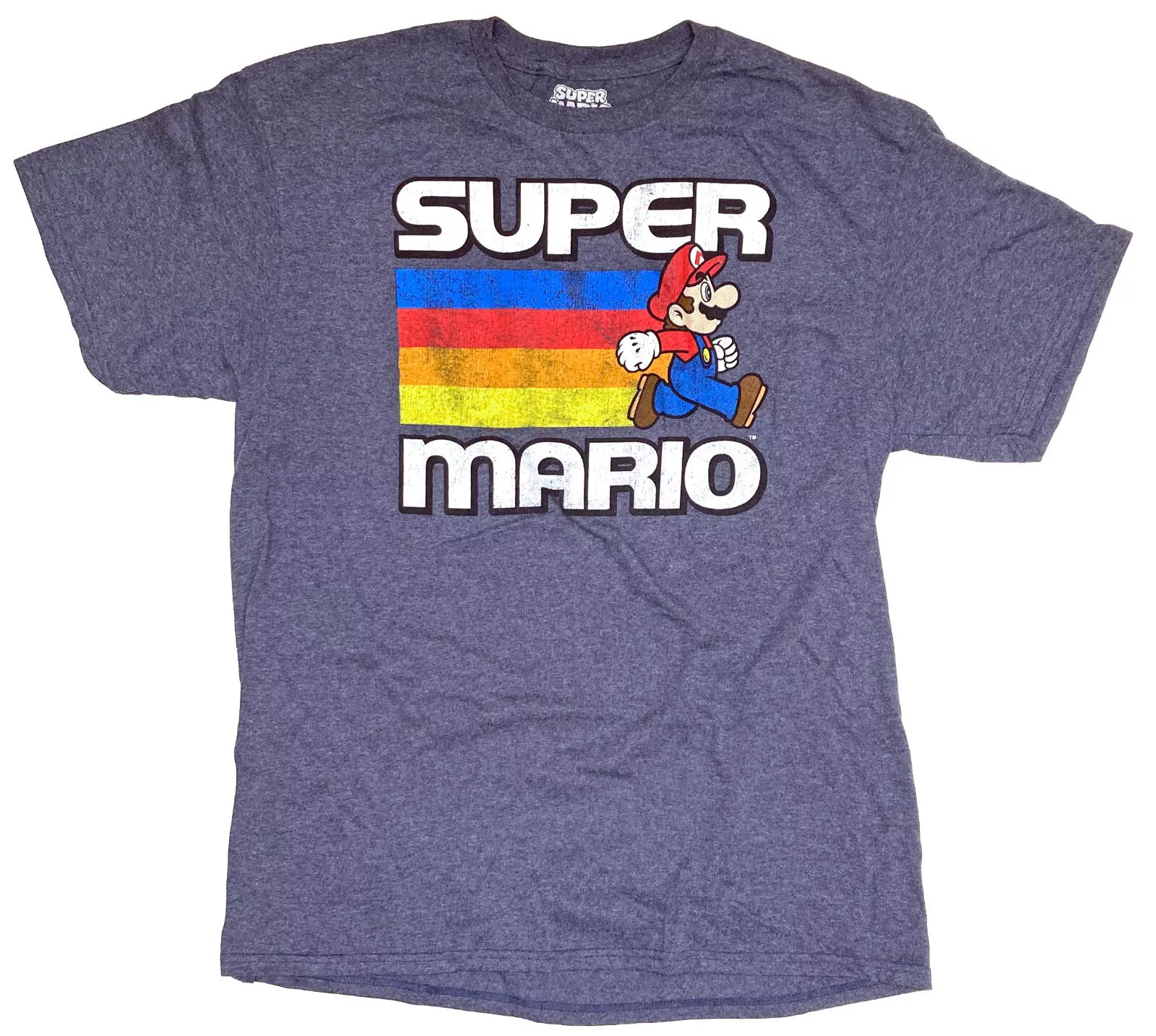 Nintendo Super Mario Men's Navy Heather Graphic T-Shirt New - Walmart.com