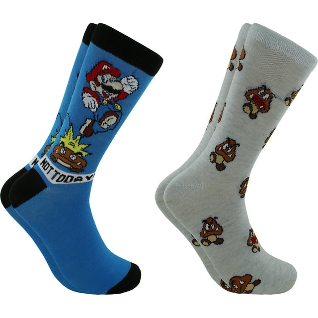 Nintendo Officially Licensed Super Mario 'Not Today' Men's Crew Socks ...