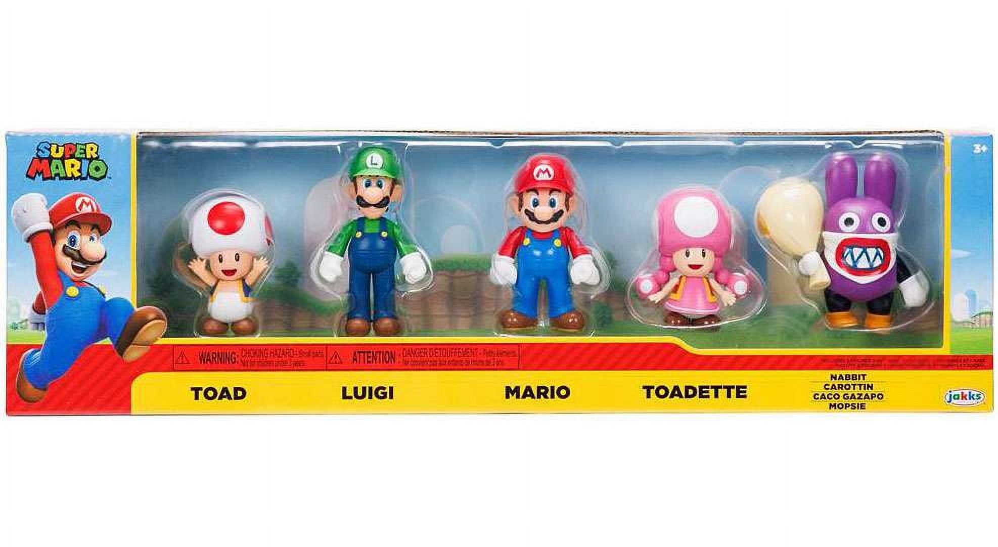 Jakks Pacific Super Mario Characters Set, 5 Mini Figures Pack, Toad ...