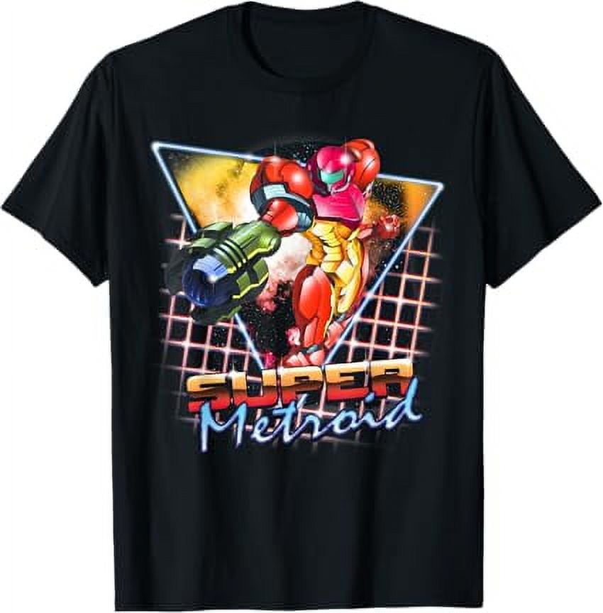 Nintendo Super Metroid Samus Grid Neon Chrome Poster T-Shirt - Walmart.com