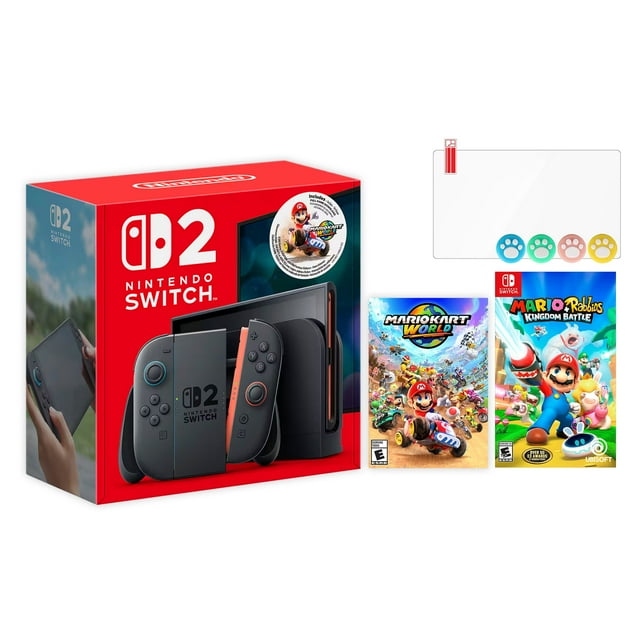 Nintendo Switch 2 Mario Kart World Bundle 256GB 7.9-Inch 1080P Screen ...