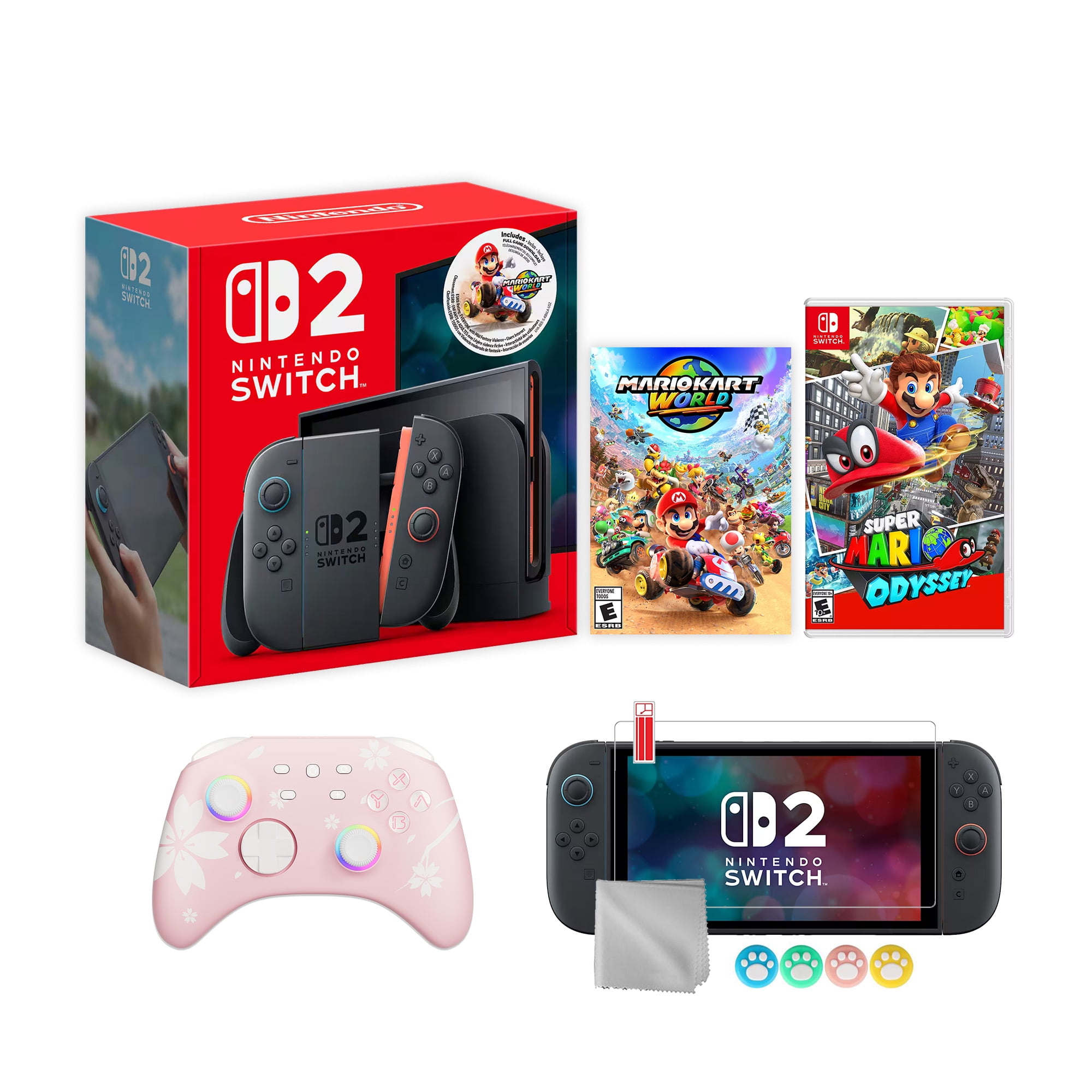 Nintendo Switch 2 Mario Kart World Bundle 256GB 7.9-Inch 1080P Screen ...