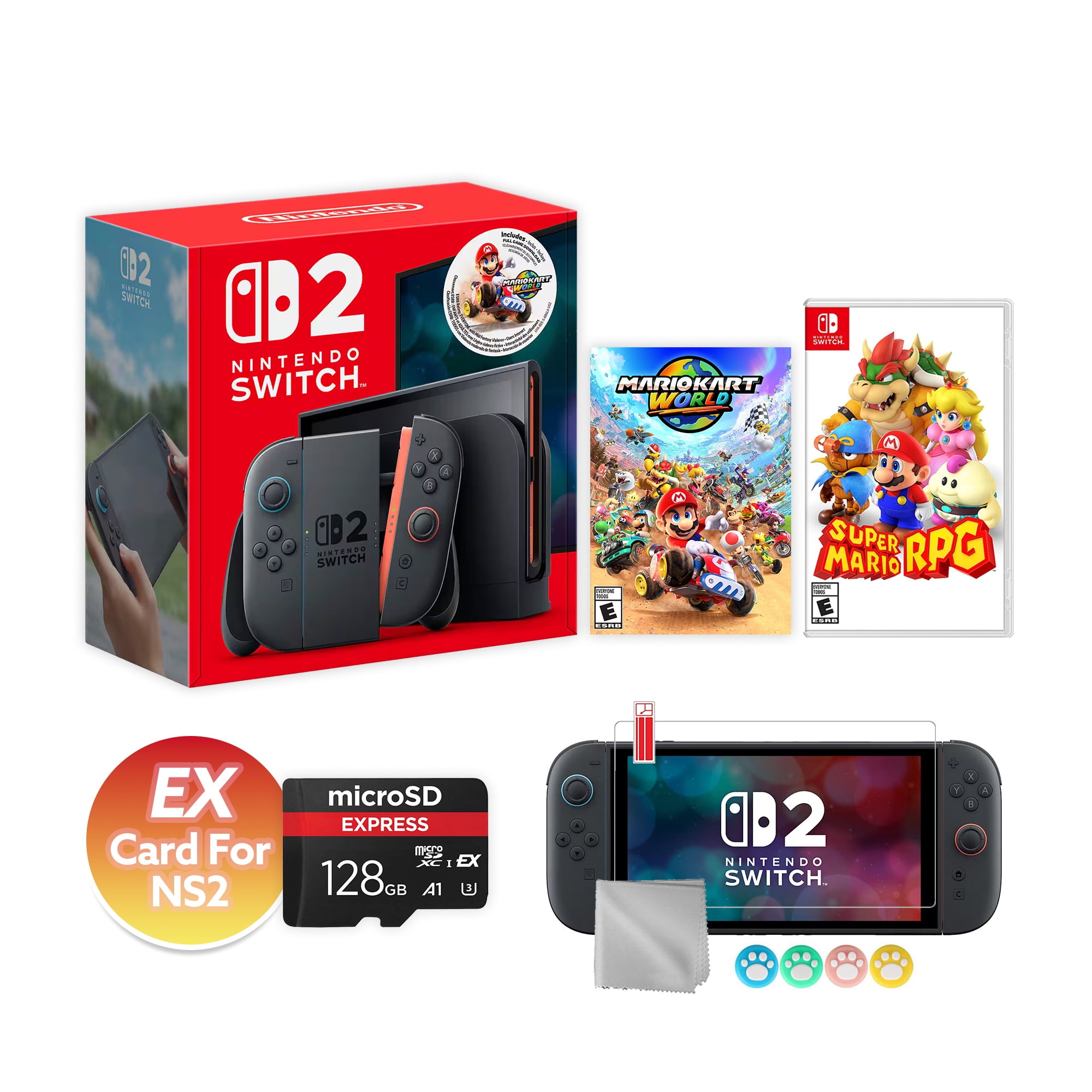 Nintendo Switch 2 Mario Kart World Bundle 256GB 7.9-Inch 1080P Screen ...