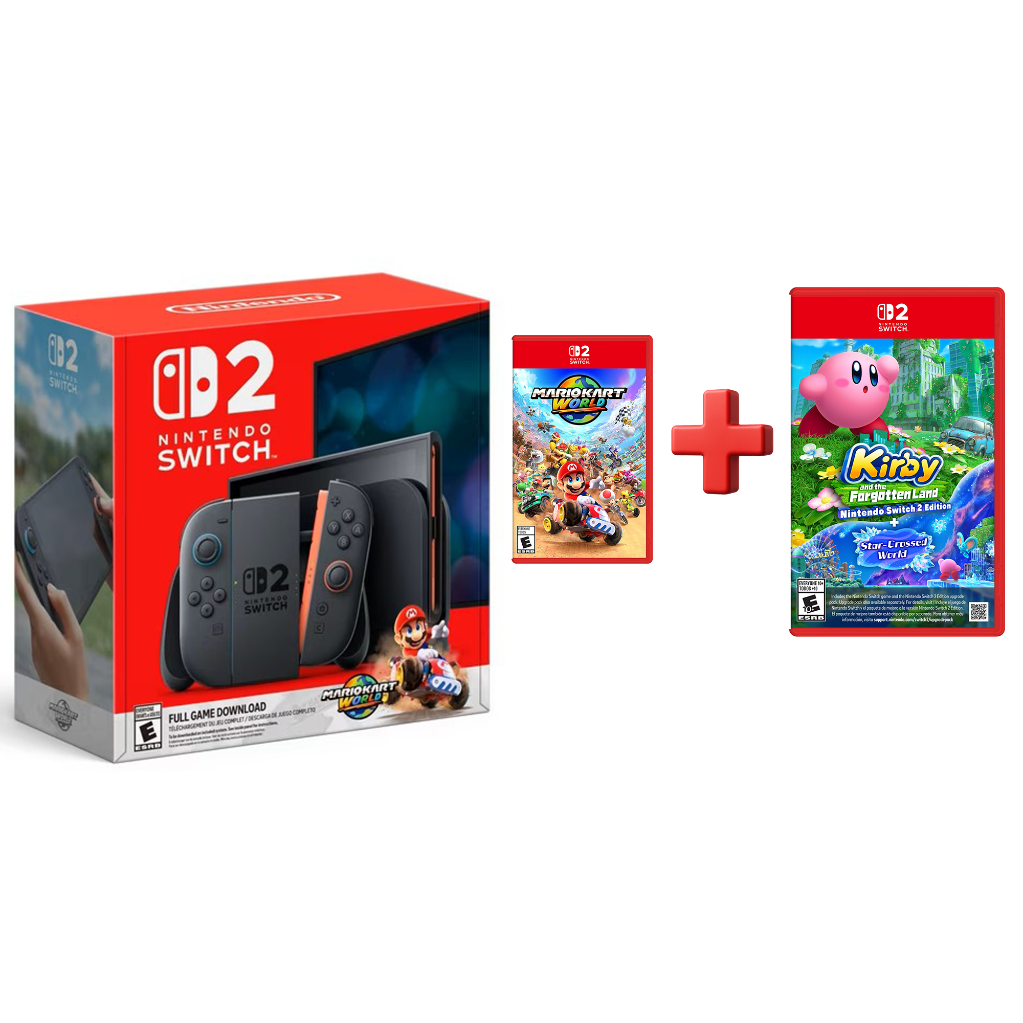 Nintendo Switch 2 + Mario Kart World Bundle + Kirby and The Forgotten ...