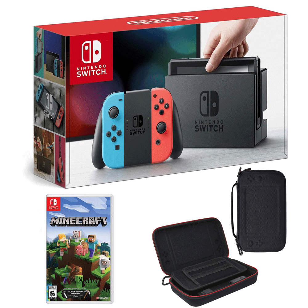 Nintendo Switch 32 GB Console with Neon Blue and Red Joy-Con, Minecraft ...