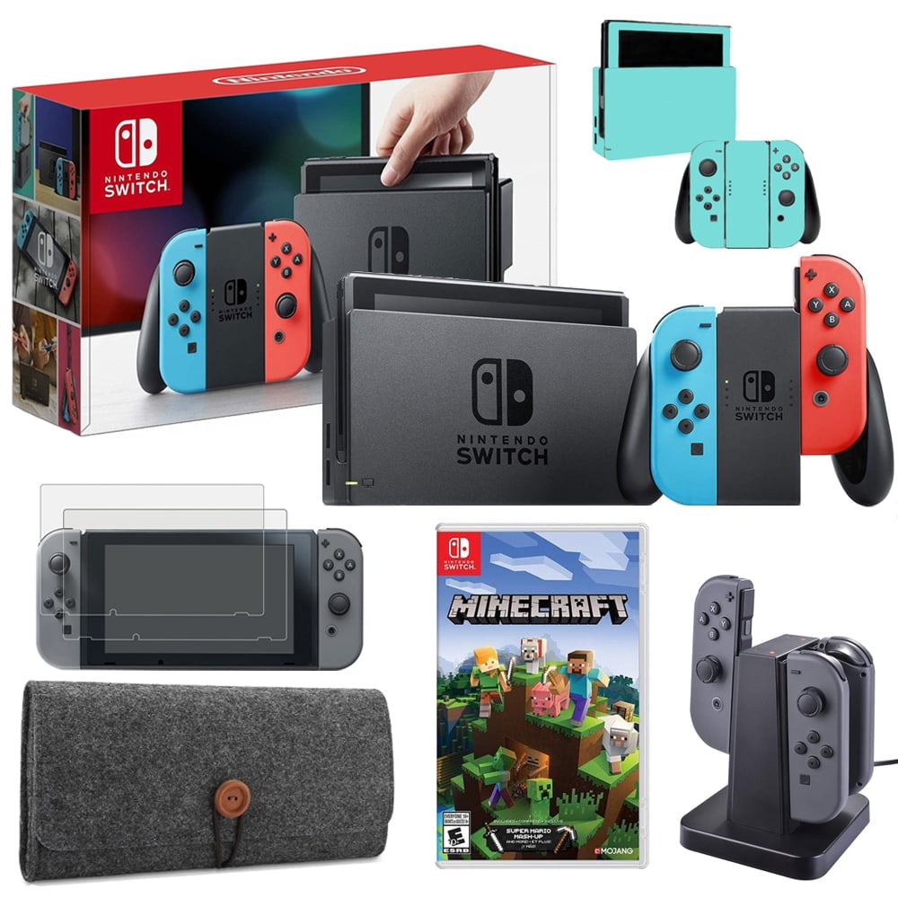 Nintendo Switch 32GB Console (Neon Blue&Red) with Minecraft, Charging ...