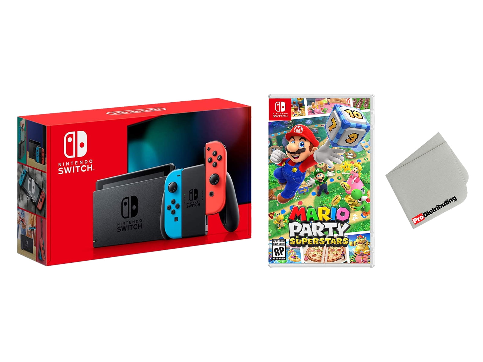 Nintendo Switch 32GB Neon Joy-Con Console & Mario Party Superstars Game ...