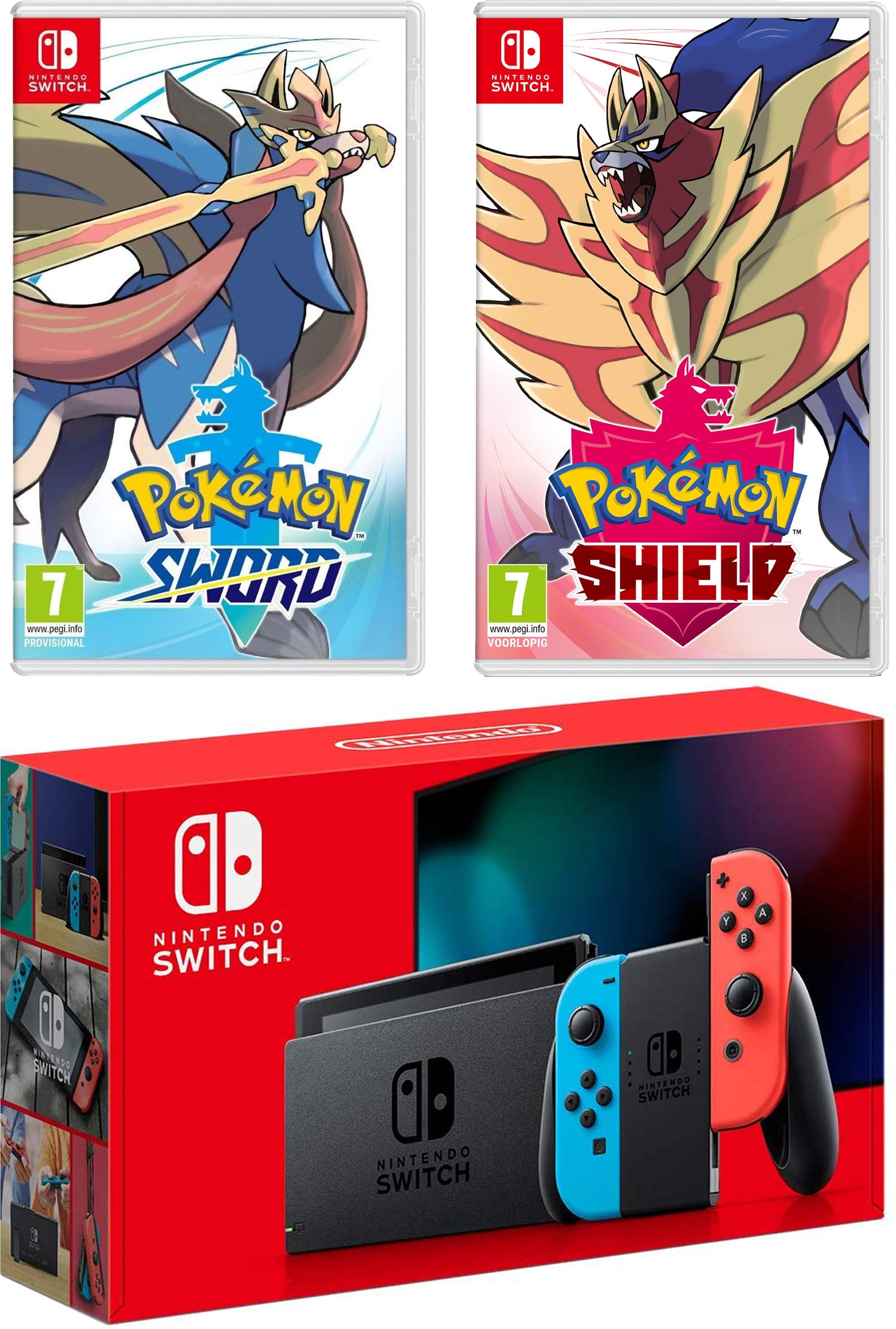 32GB Nintendo Switch Neon Console System with Pokemon Sword and Shield ...