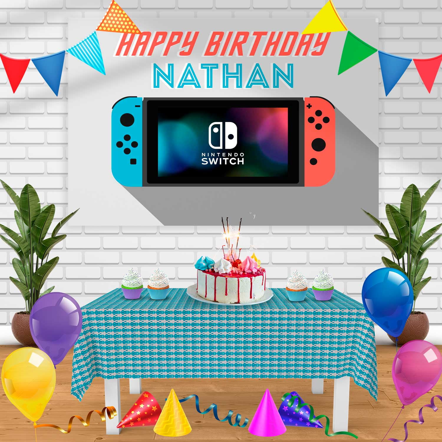 Nintendo Switch Birthday Banner Personalized Party Backdrop Decoration ...