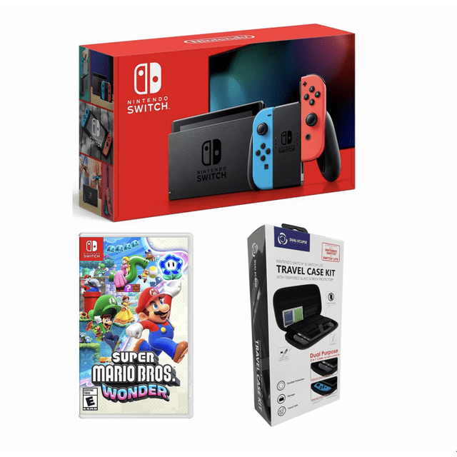 Nintendo Switch Red Edition Bundle: Neon Blue/Red, Super Mario Bros ...