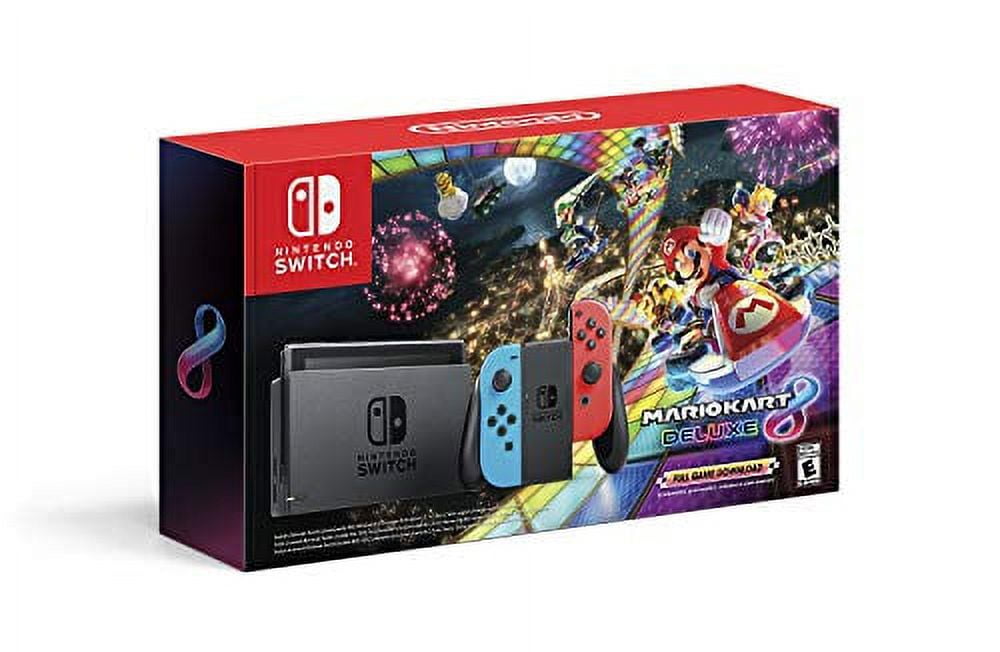 Nintendo Switch Console with Mario Kart 8 Deluxe Game - Neon Red/Blue ...