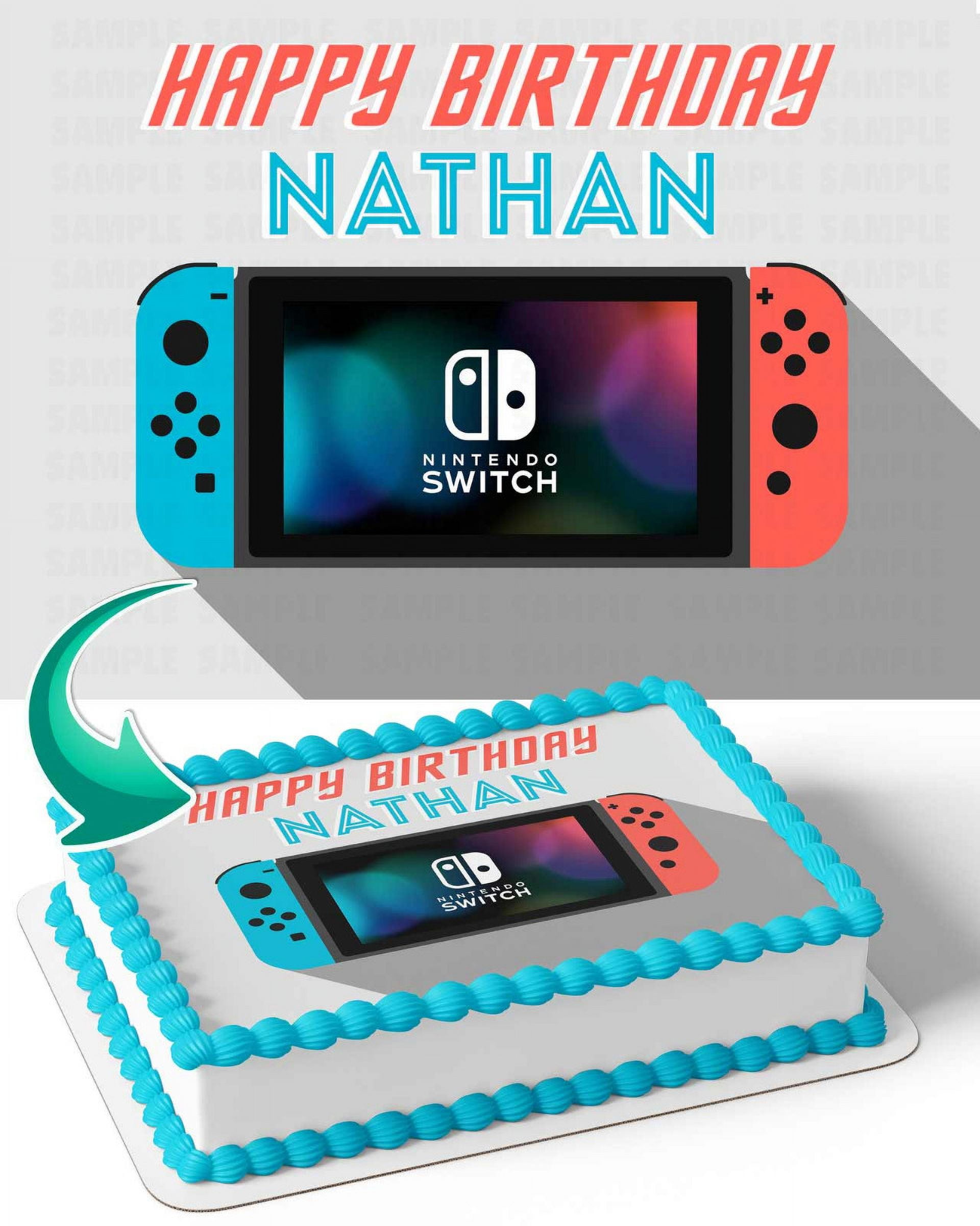 Nintendo Switch Console Edible Cake Image Topper Personalized Birthday ...