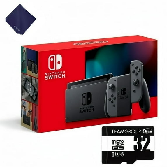 Nintendo Switch Console Gray Joy-Con Bundle with 32GB MicroSD Card ...