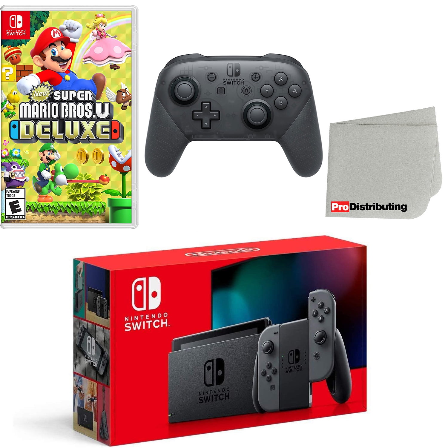Nintendo Switch Console Gray with Extra Wireless Controller, New Super ...
