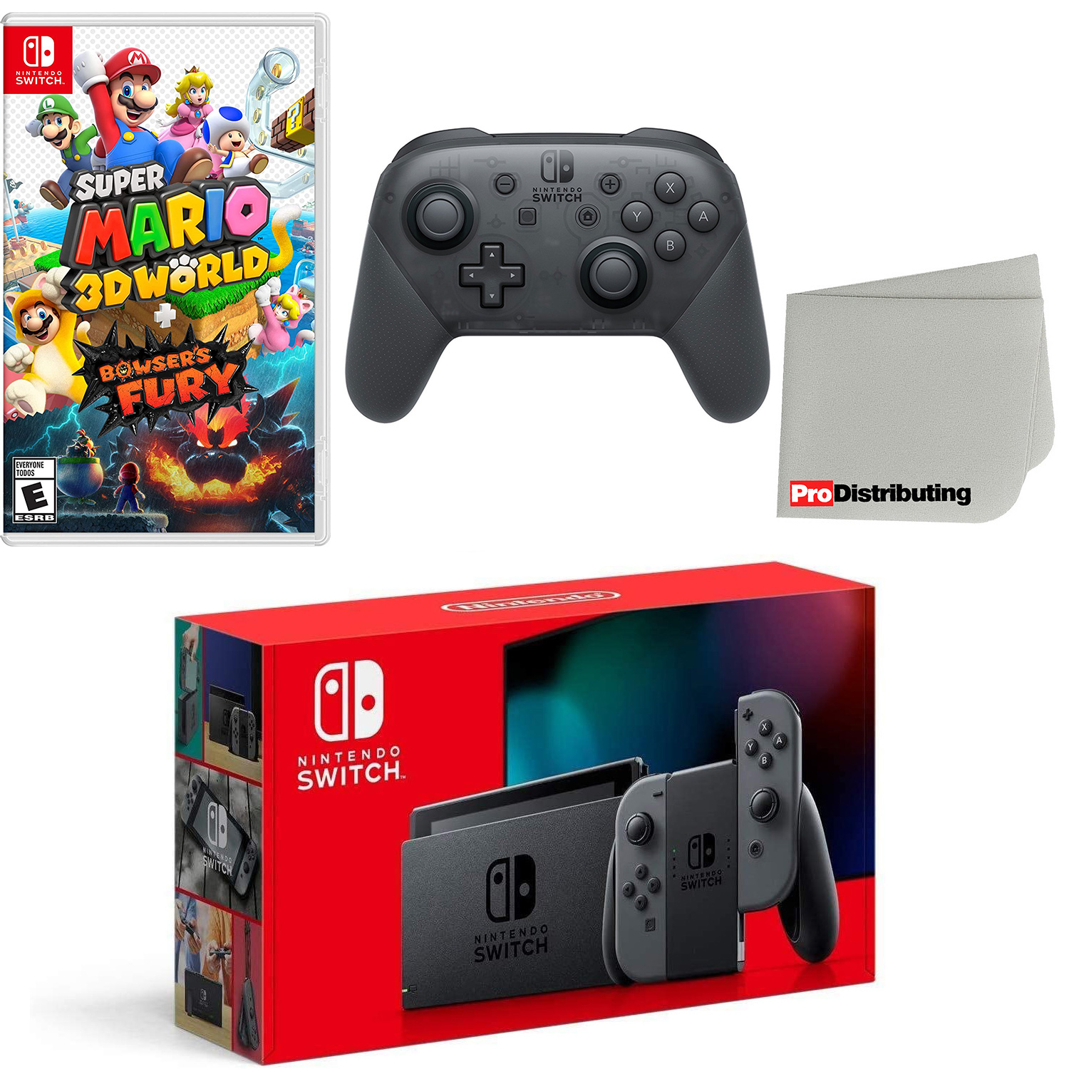 Nintendo Switch Console Gray with Extra Wireless Controller, Super ...