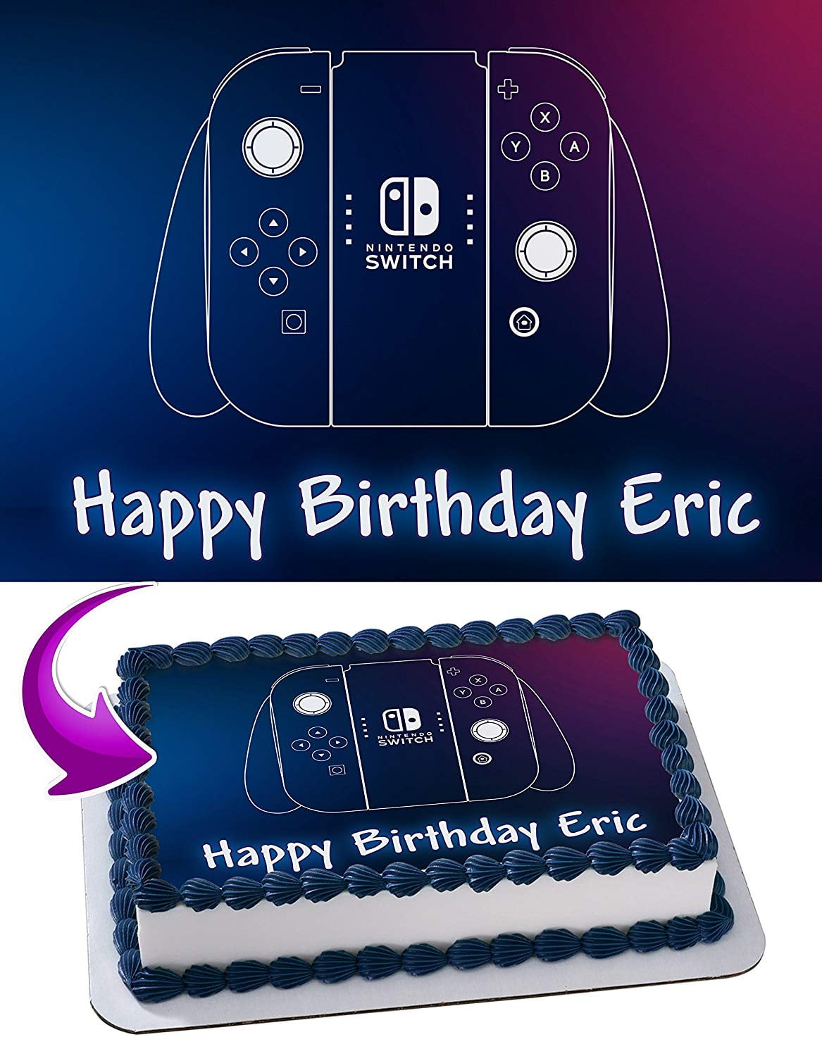 Nintendo Switch - Edible Cake Topper - 11.7 x 17.5 Inches 1/2 Sheet ...