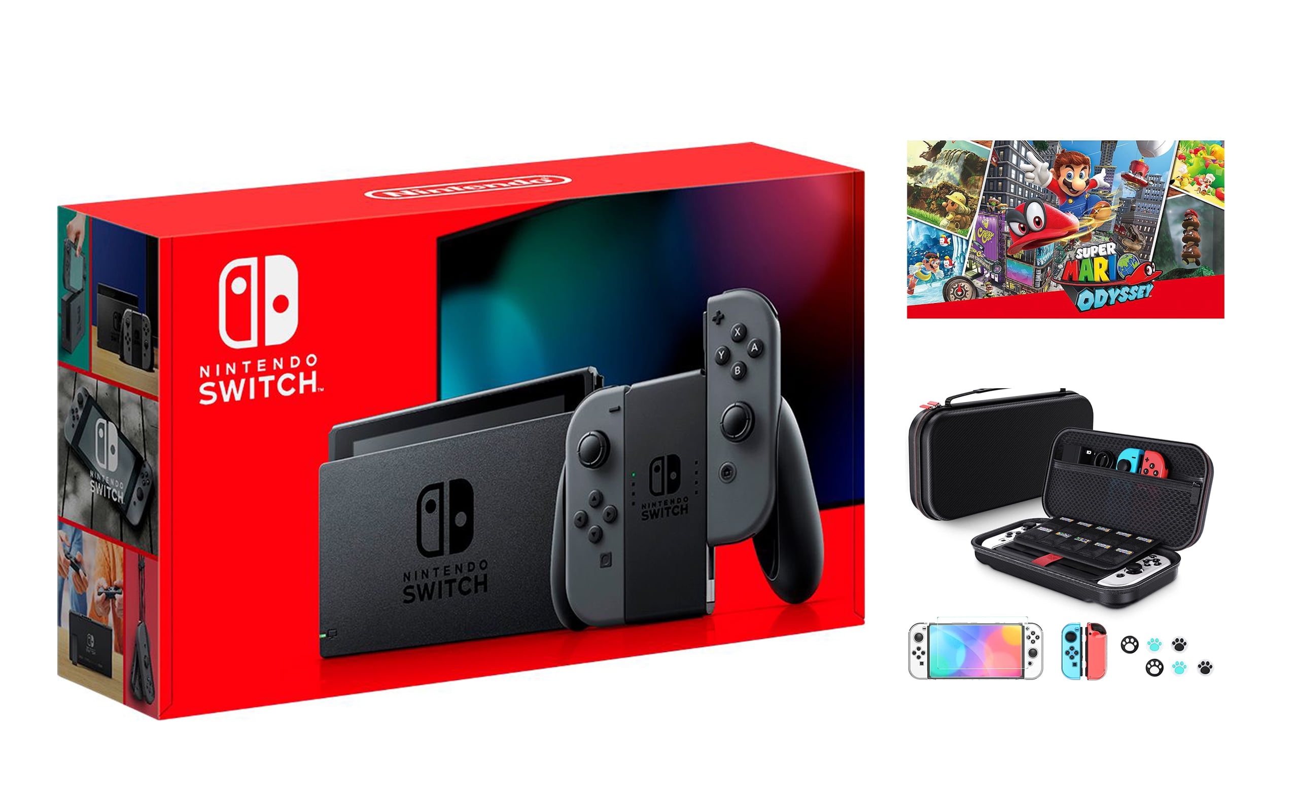Nintendo Switch Gray Jon-Con Console, 32GB Internal Storage, Bundle ...