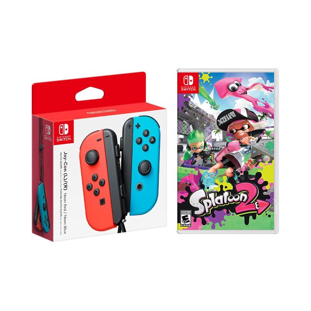 Nintendo Switch Joy-Con (L/R)- Neon Red/Neon Blue + Splatoon 2 (Game ...