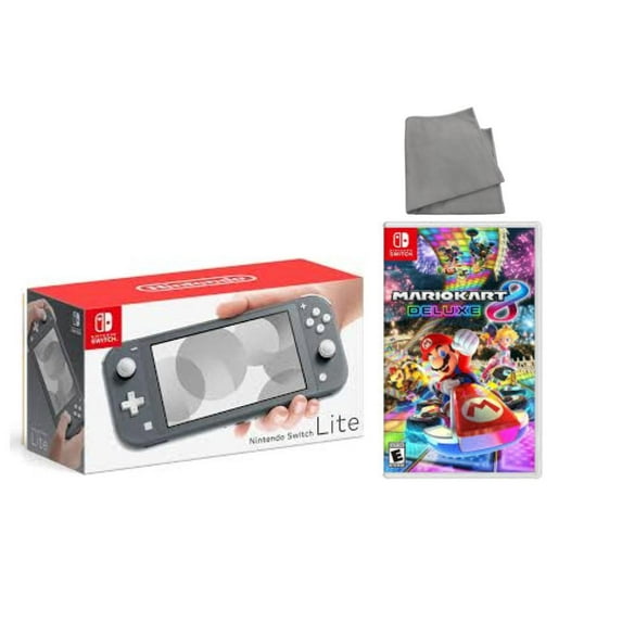 Nintendo Switch Lite Gray Edition with Mario Kart 8 Deluxe and Screen Cleaning Cloth (JP Console ...