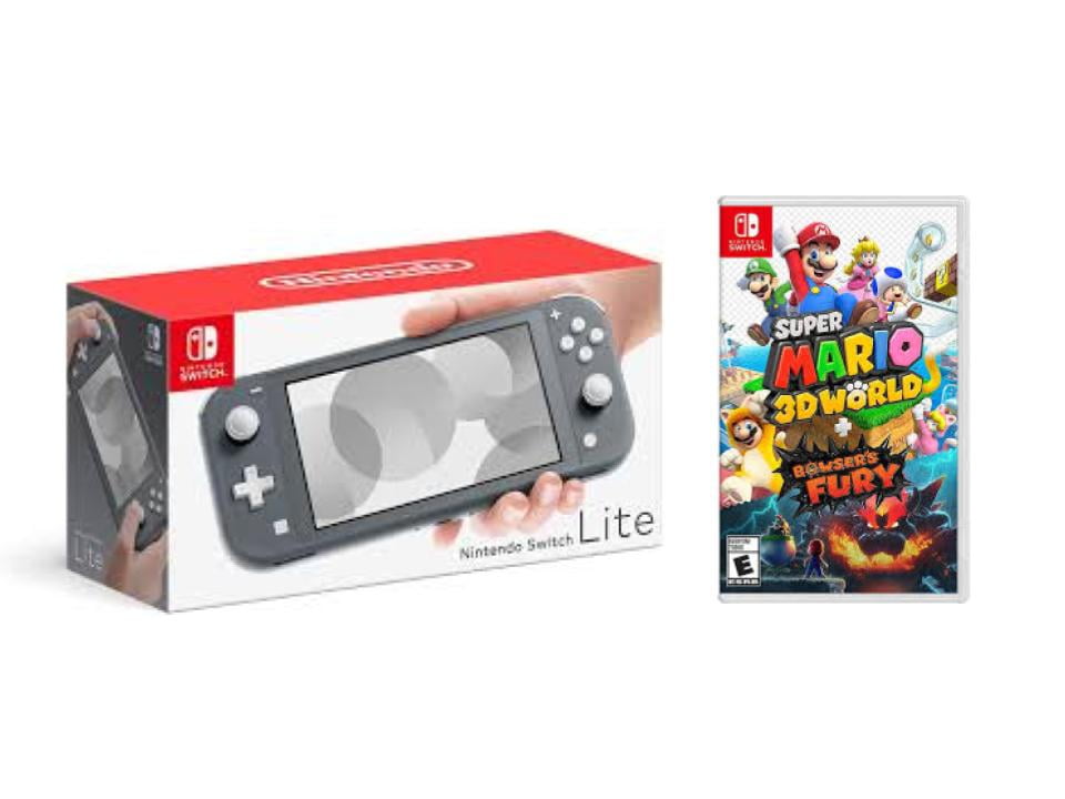 Nintendo Switch Lite Gray Gaming Console with Super 3D World and Bowser ...