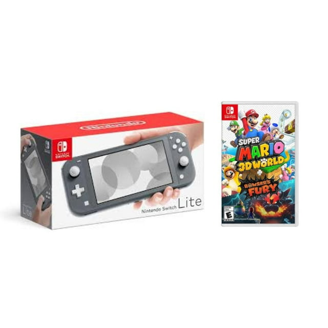 Nintendo Switch Lite Gray Gaming Console with Super 3D World and Bowser ...