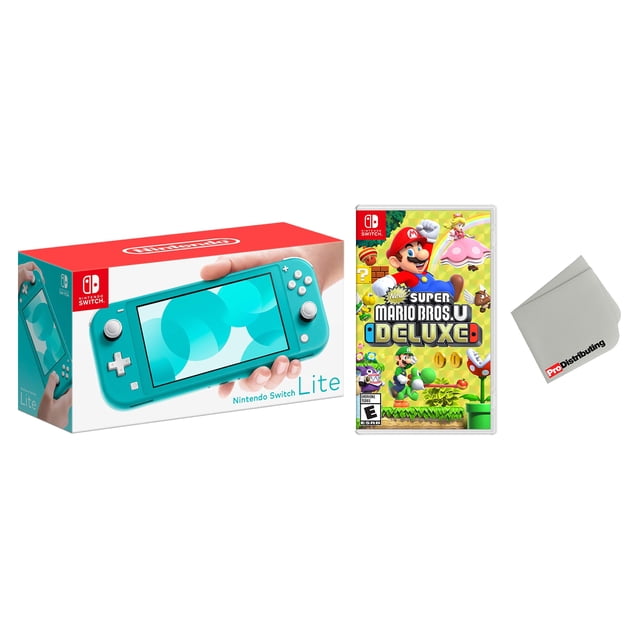 Nintendo Switch Lite Turqouise Bundle with Super Mario Bros. U Deluxe ...