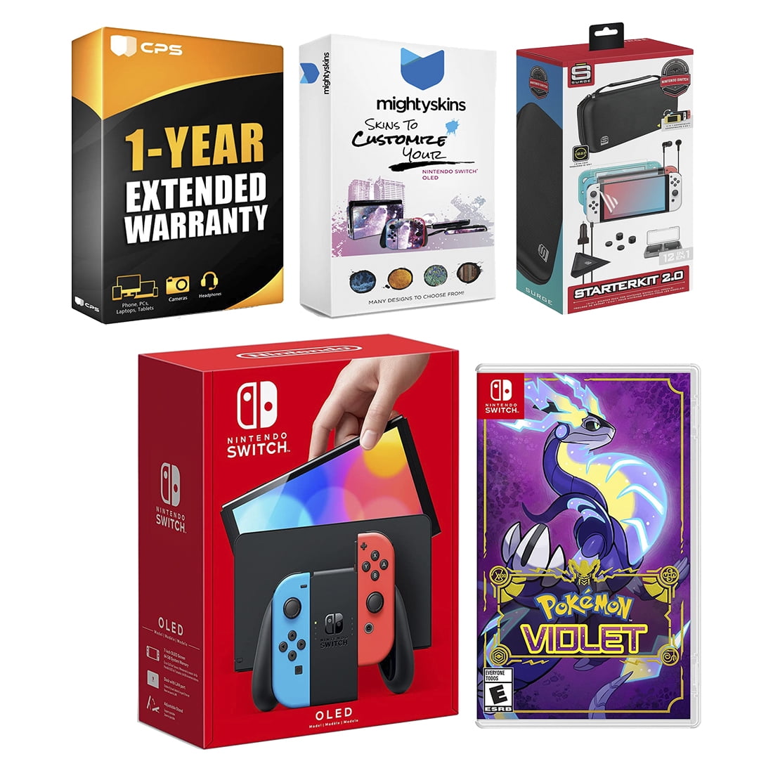 Nintendo Switch Neon OLED Console with Pokemon Violet, Surge Accessory ...