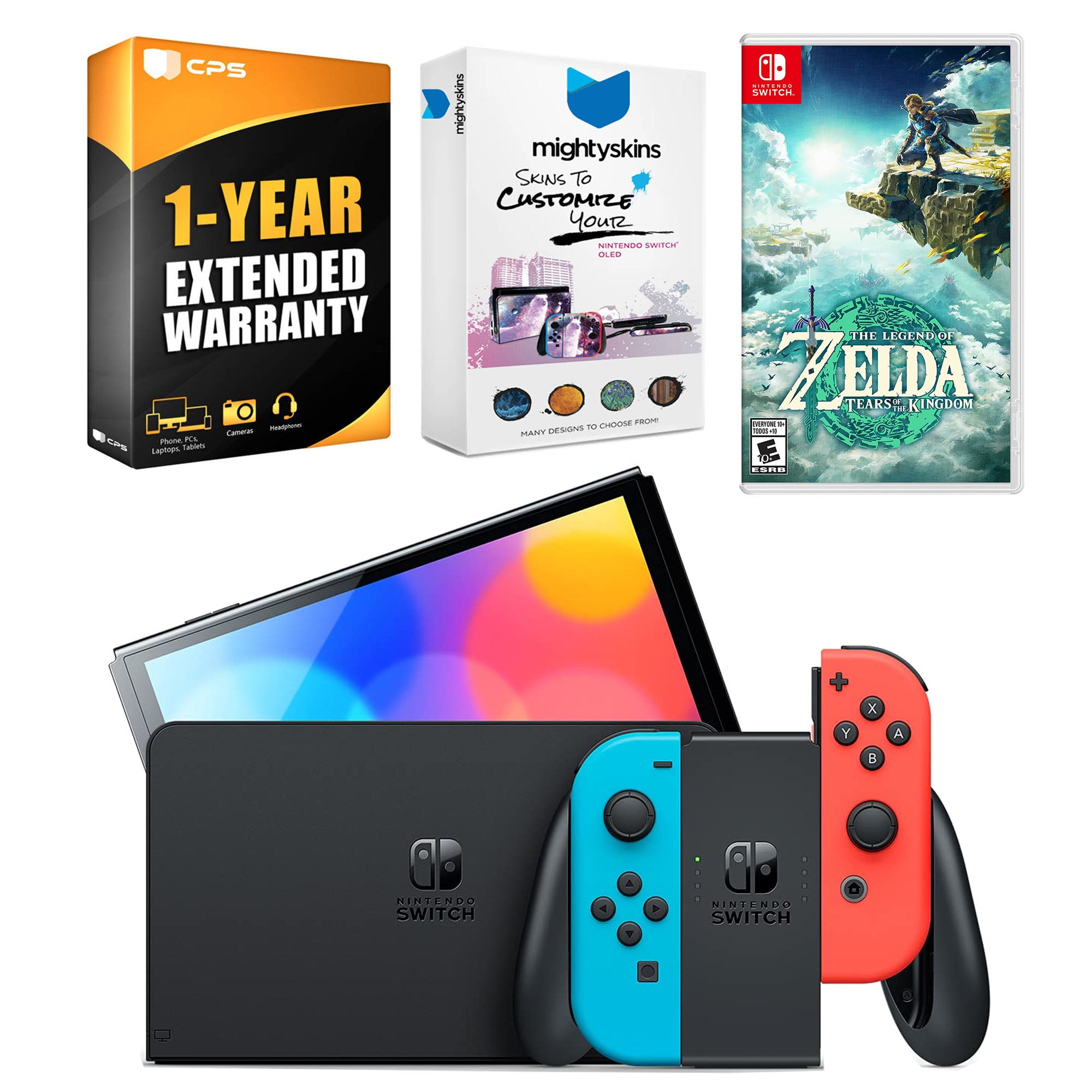 Nintendo Switch Neon Red & Blue OLED Console with The Legend of Zelda ...