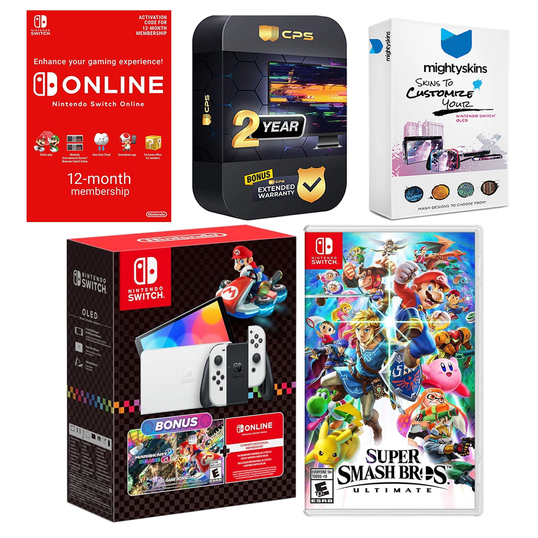 Nintendo Switch OLED Console Mario Kart 8 Bundle with Super Smash Bros ...