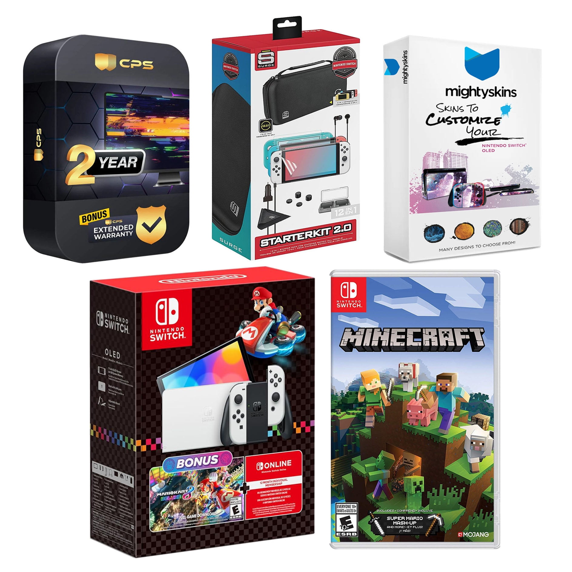 Nintendo Switch OLED Console Mario Kart 8 Deluxe Bundle with Minecraft ...