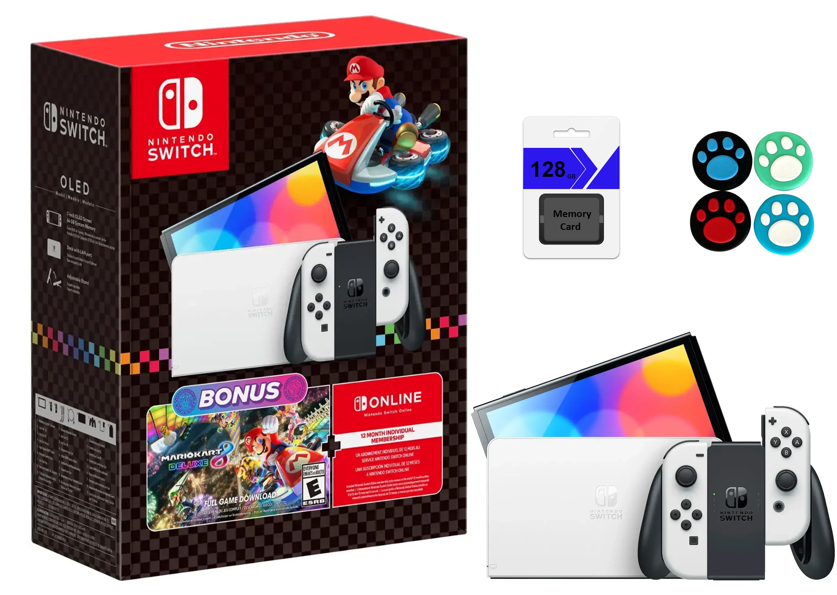 Nintendo Switch – OLED Game Console White Joy-con with Mario Kart 8 ...