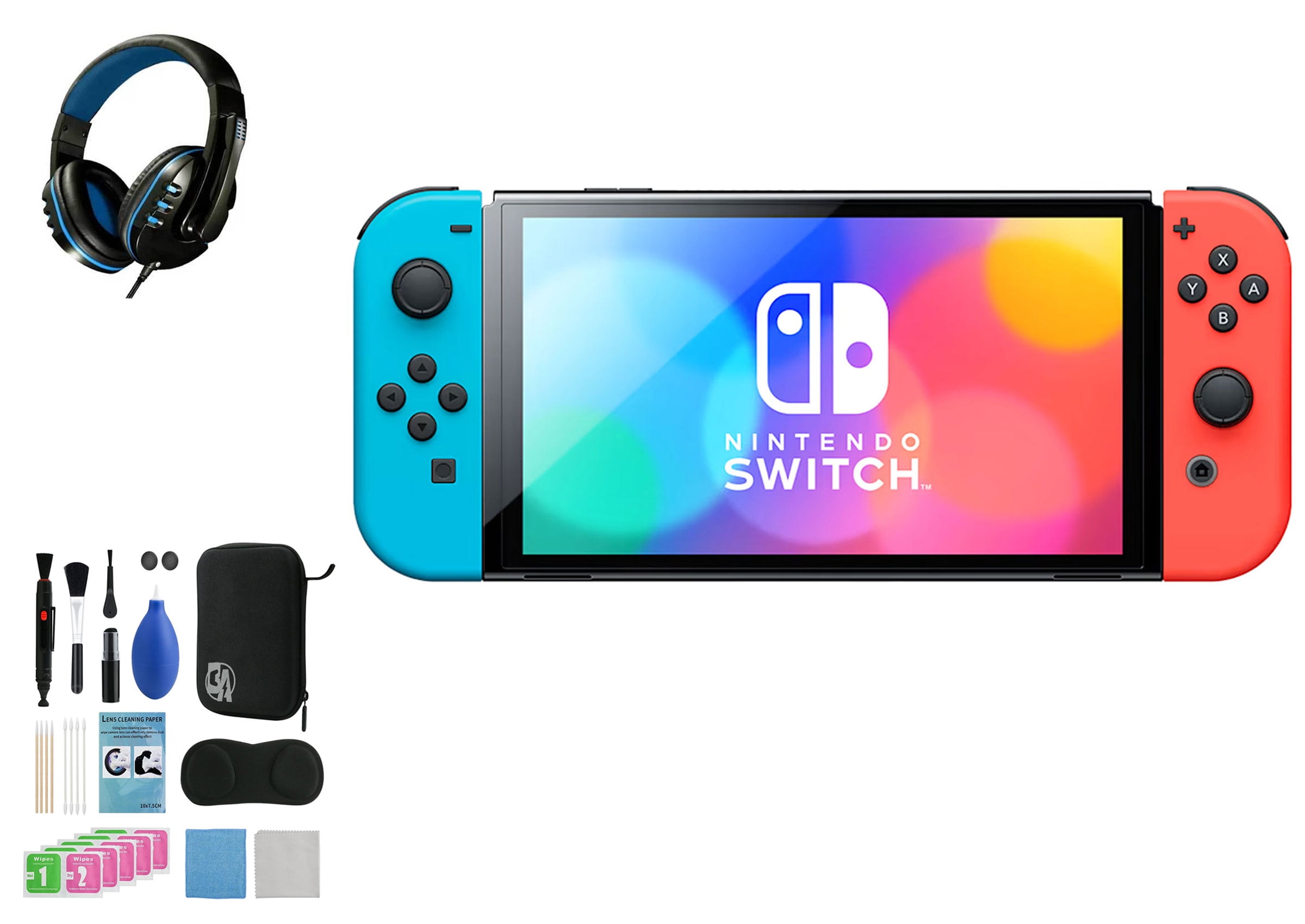 Nintendo Switch OLED Model Neon Blue/Neon Red Set with BOLT AXTION ...