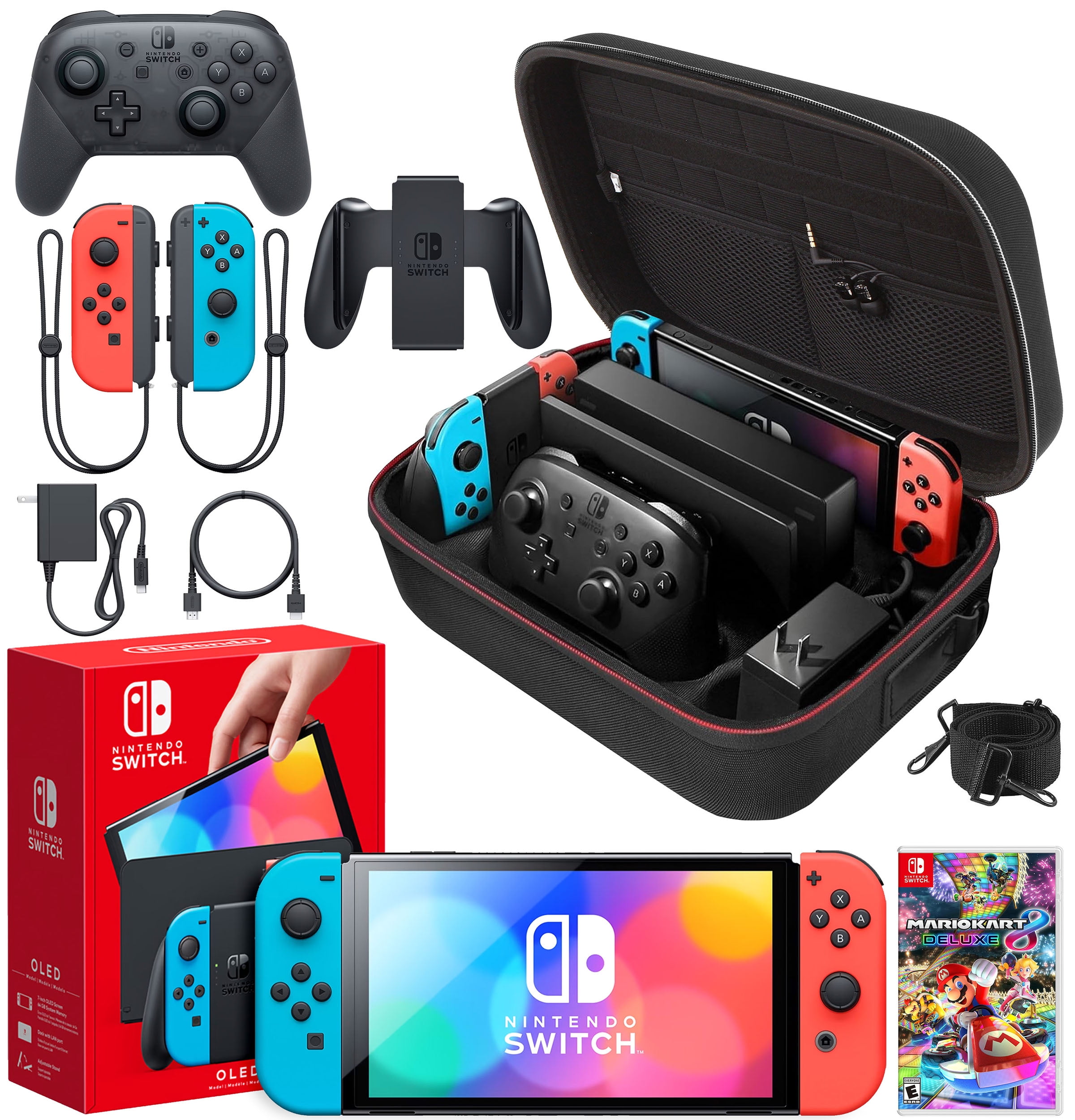 Nintendo Switch OLED Model (Neon Red/Blue) Mario Kart 8 Deluxe Bundle ...