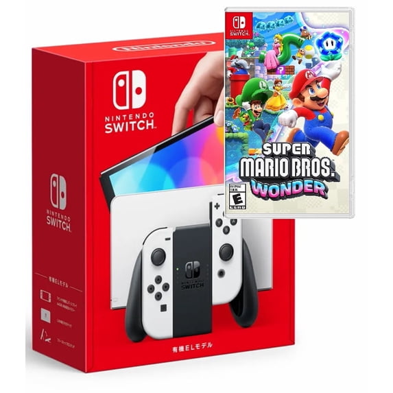 Nintendo Switch - White OLED Model with Joy-Con, Super Mario Bros ...