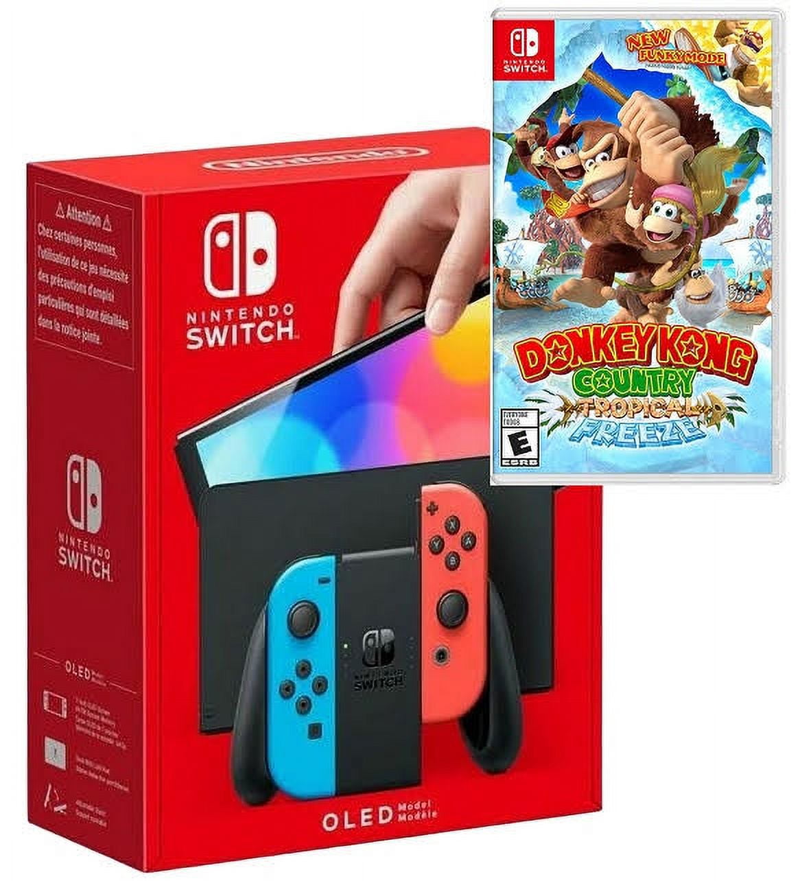 Nintendo Switch OLED Model w/Neon Red and Neon Blue Joy-Con - Console and Donkey Kong Country ...