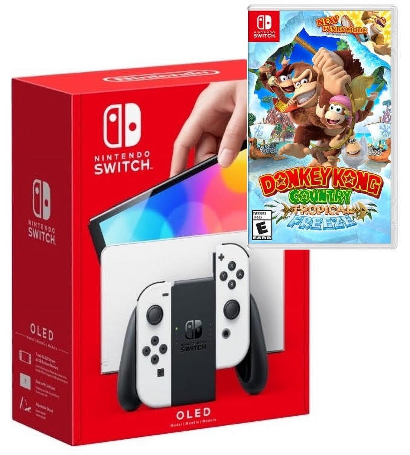 Nintendo Switch OLED Model w/White Joy-Con - Console and Donkey Kong ...