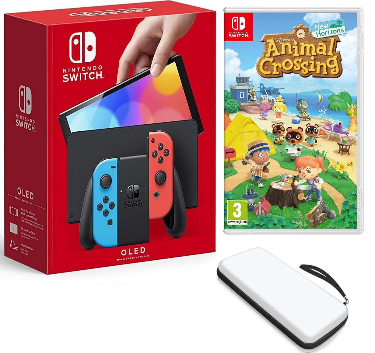 Nintendo Switch OLED Neon, Animal Crossing Game + Carrying Case Bundle ...