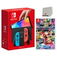 Nintendo Switch OLED Neon Red/Blue Edition + Mario Kart 8 Deluxe + Sentriq Screen Cleaning Cloth ...
