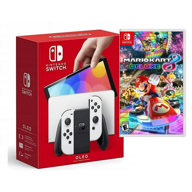 Nintendo Switch Oled Sw Oled Model W White Joy Con Mario Kart 8