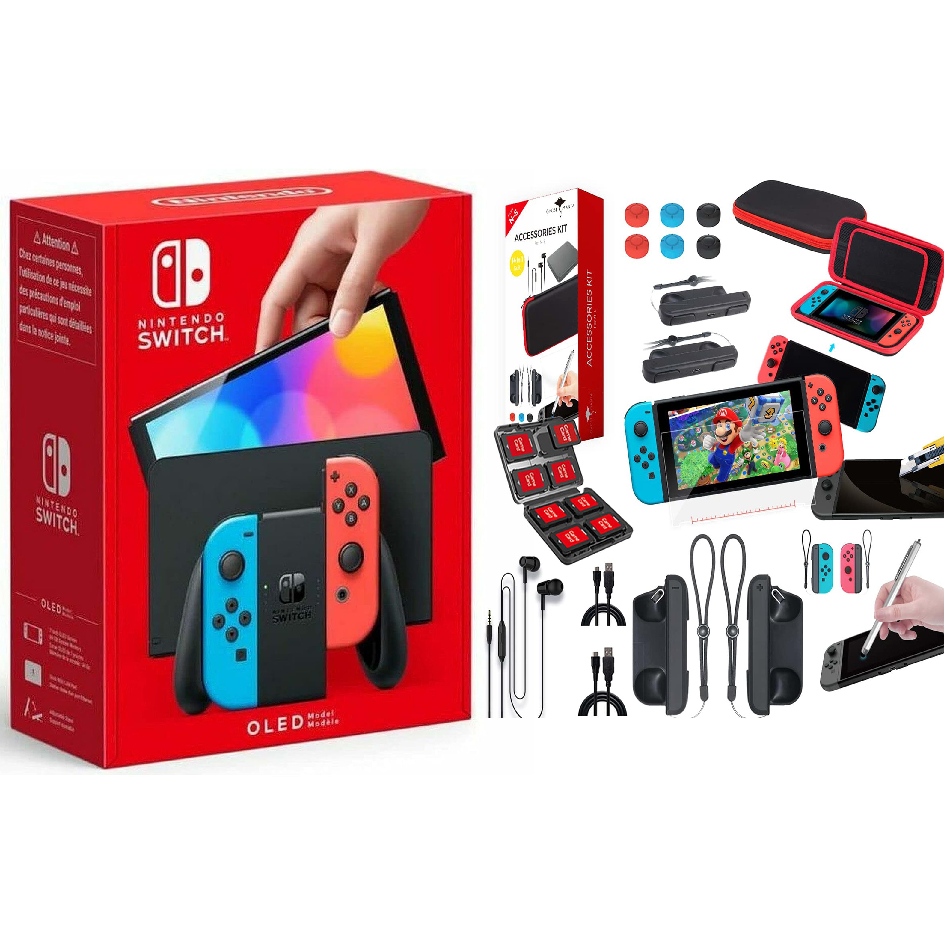 Nintendo Switch OLED (Sw Oled) New Model w/ Neon Red & Neon Blue Joy ...