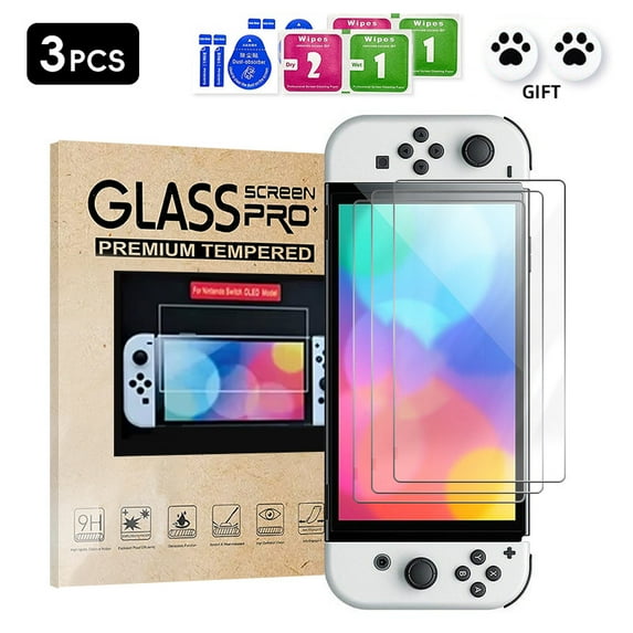 Nintendo Switch OLED Tempered Glass Screen Protector - 9H Hardness Anti ...