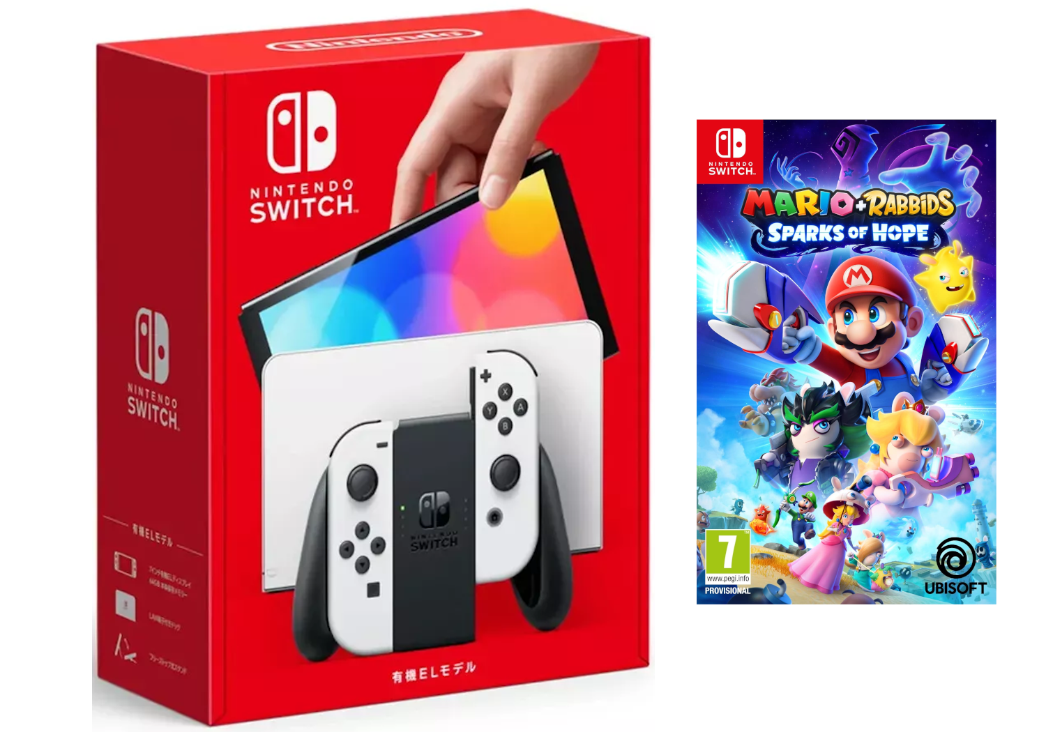 Nintendo Switch OLED White Console with Mario Rabbids Sparks of Hope ...