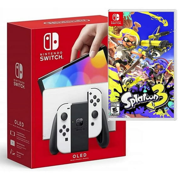 Nintendo Switch OLED White 7-inch Console + Splatoon 3 Game Bundle ...
