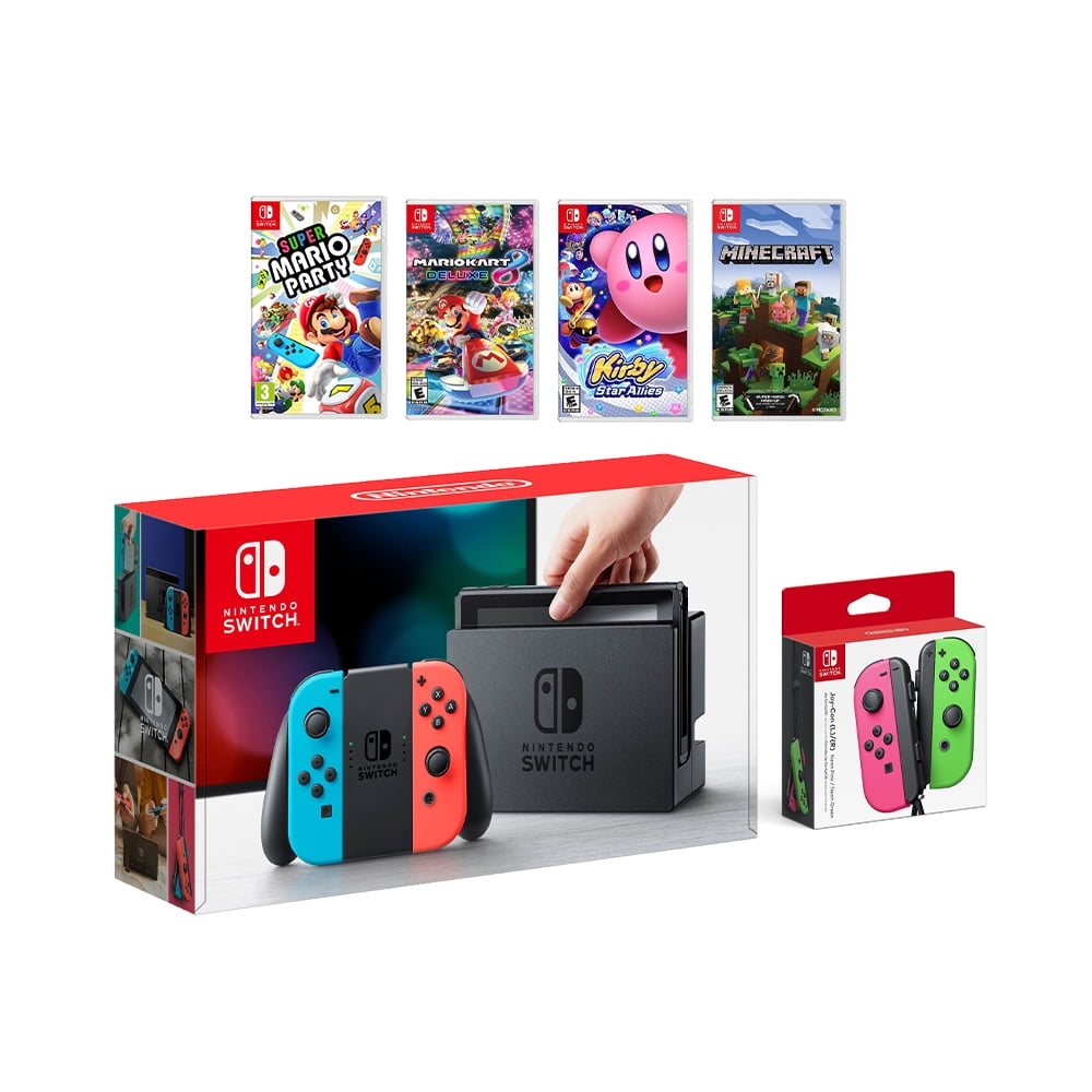 Nintendo Switch Party Game Bundle, 32GB Neon Red/Neon Blue Joy-Con ...