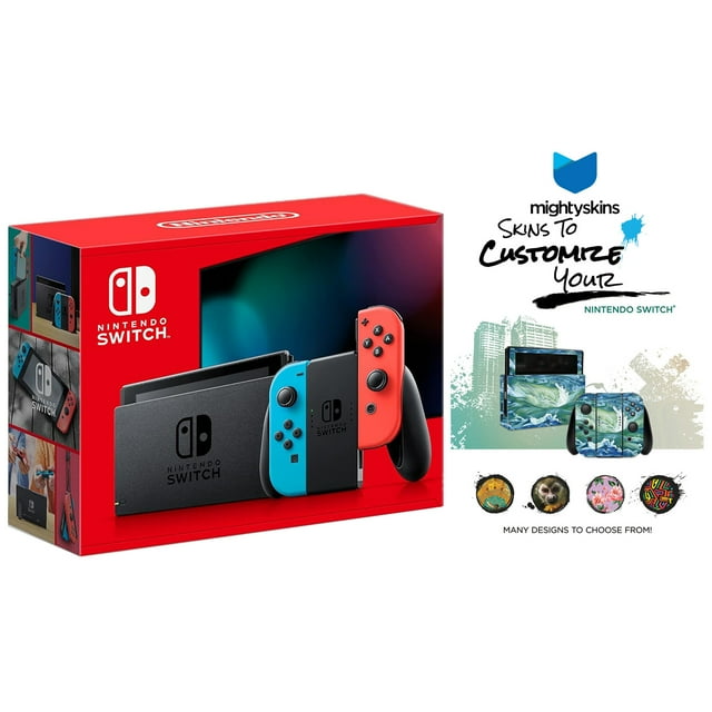 Nintendo Switch Neon V2 with MightySkins Skin - Japan Import with 32GB ...