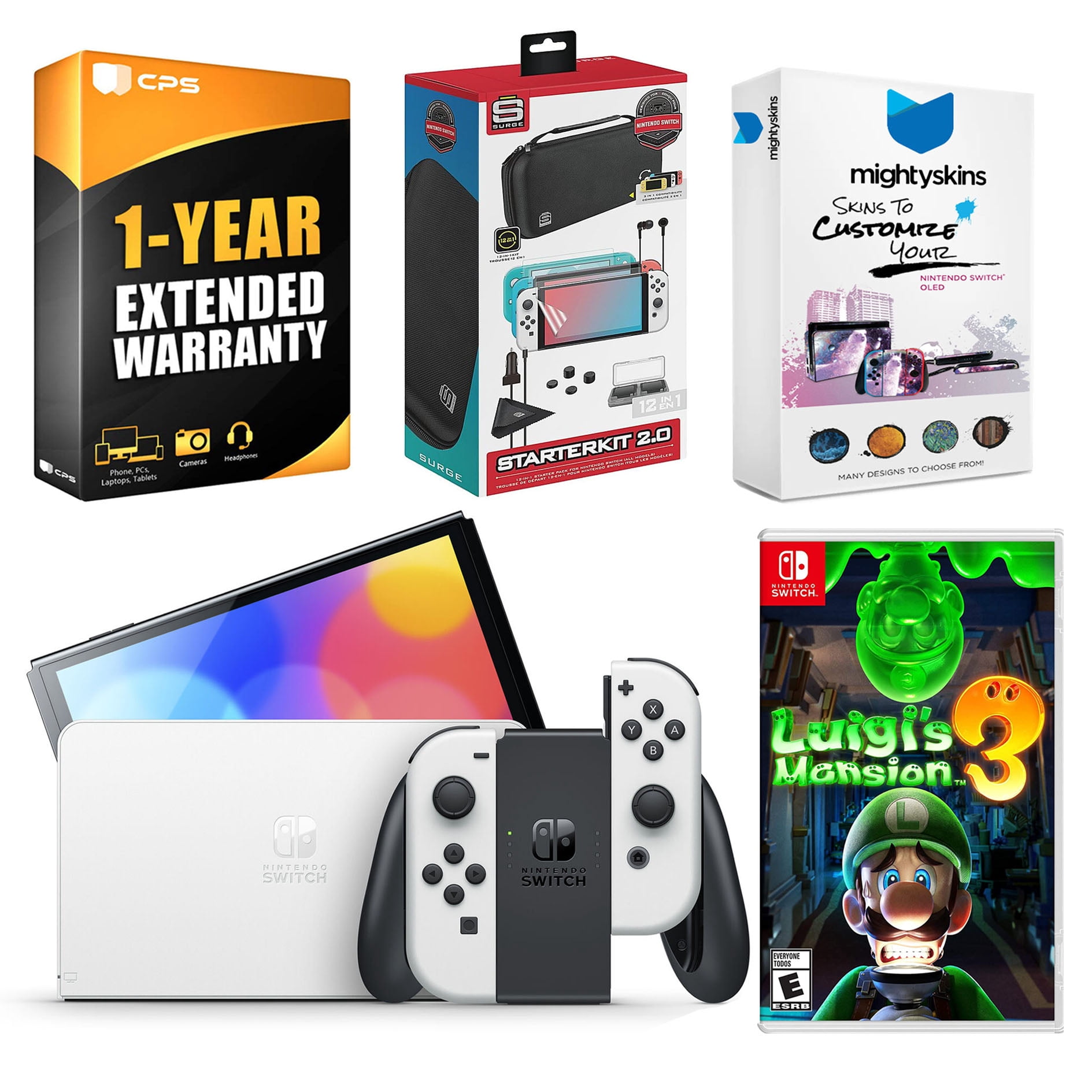 Nintendo Switch White OLED Console with Luigi’s Mansion 3, Surge ...