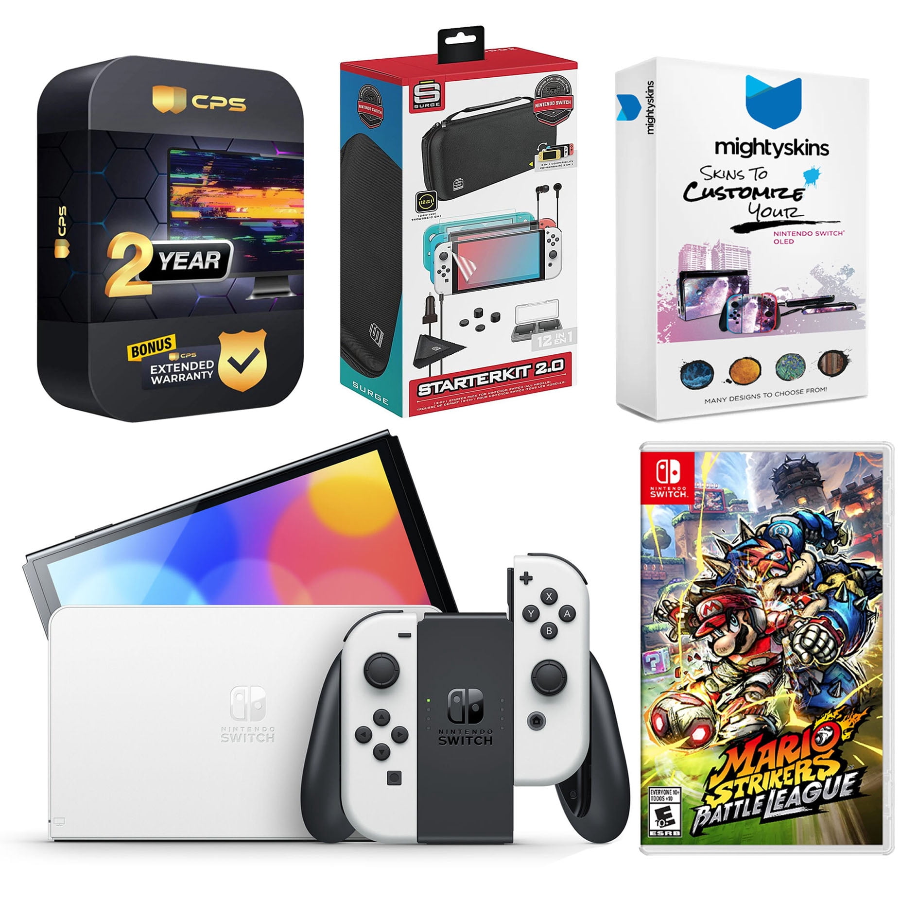 Nintendo Switch White OLED Console with Mario Strikers: Battle League ...